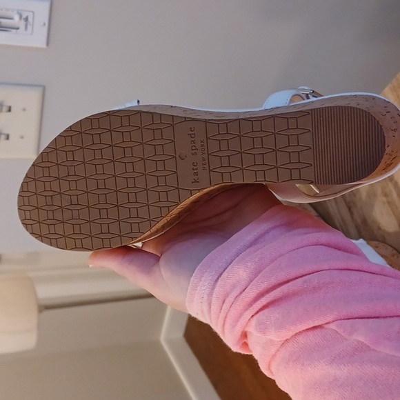 kate spade | Shoes | New Kate Spade Thomas White Leather Ruffle Cork ...